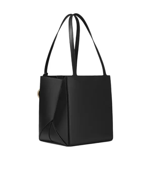Michael Kors Medium Tote Bag With Mk Logo Charm - Black