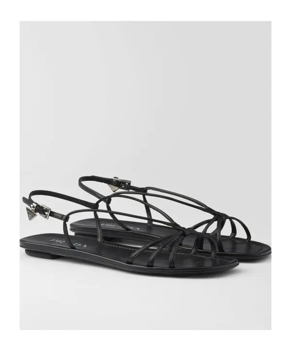 Prada Square-toe Sandals With Buckle Detail