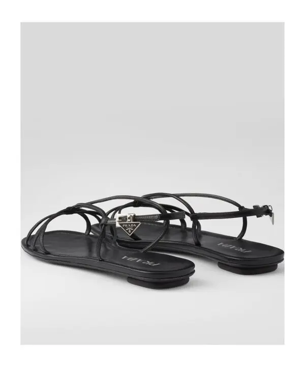 Prada Square-toe Sandals With Buckle Detail