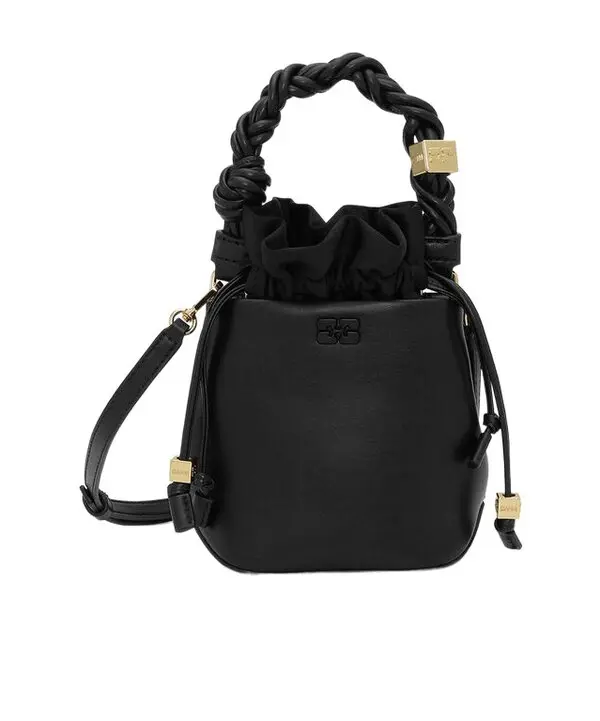 GANNI Bou Mini Drawstring Bucket Bag - Black