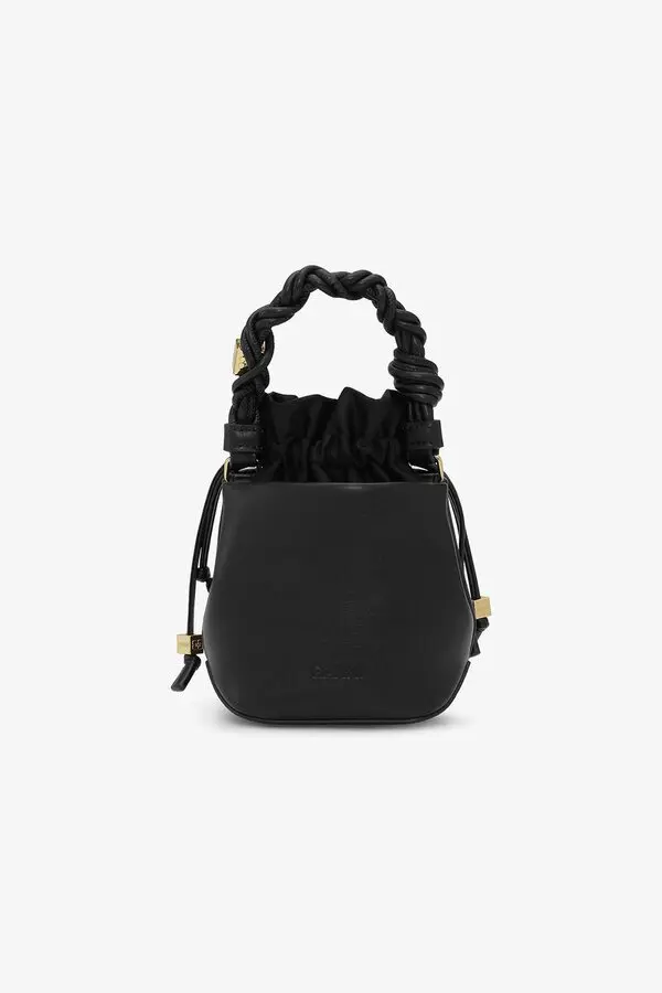 GANNI Bou Mini Drawstring Bucket Bag - Black