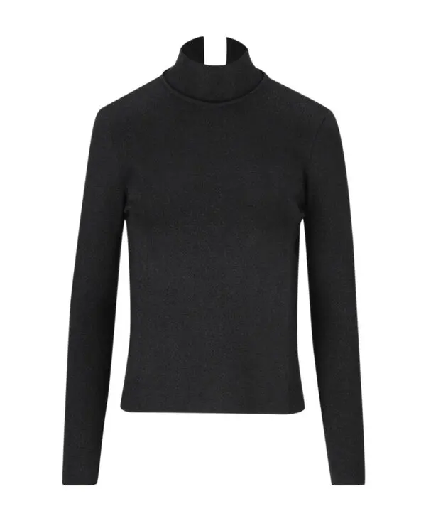 Fendi Long Sleeve Vertical Collar Sweater With Back Tie