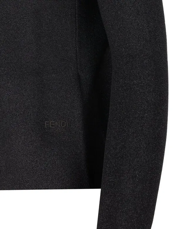 Fendi Long Sleeve Vertical Collar Sweater With Back Tie