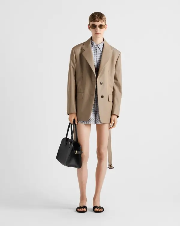 Prada Single-breasted Twill Jacket With Leather Belt