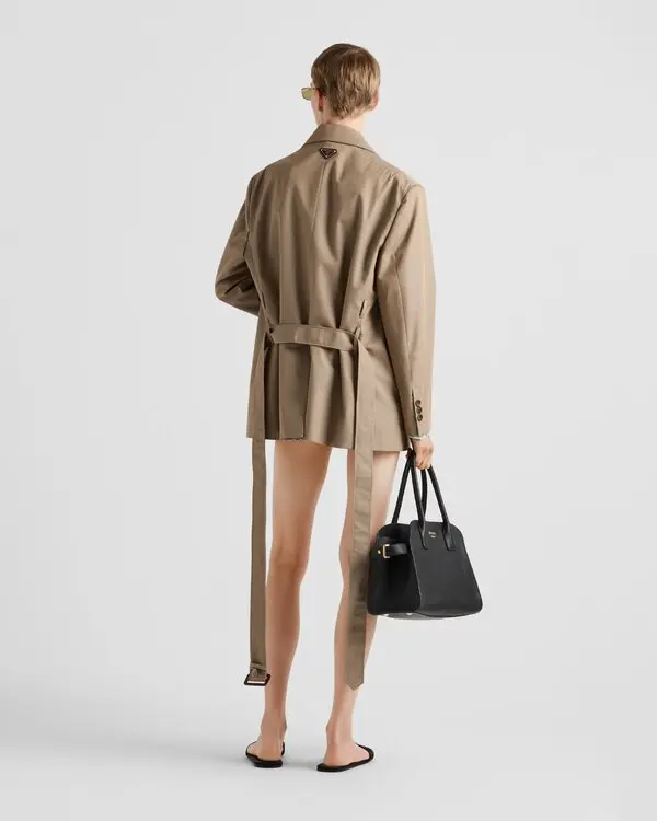 Prada Single-breasted Twill Jacket With Leather Belt