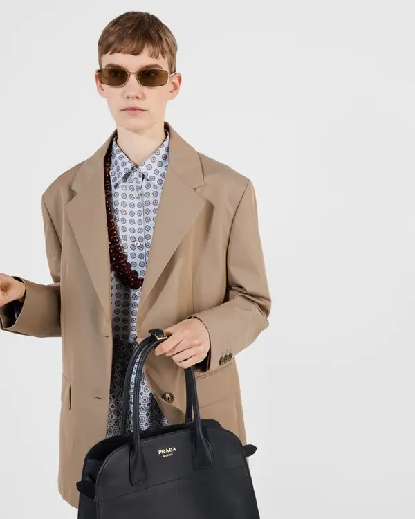 Prada Single-breasted Twill Jacket With Leather Belt