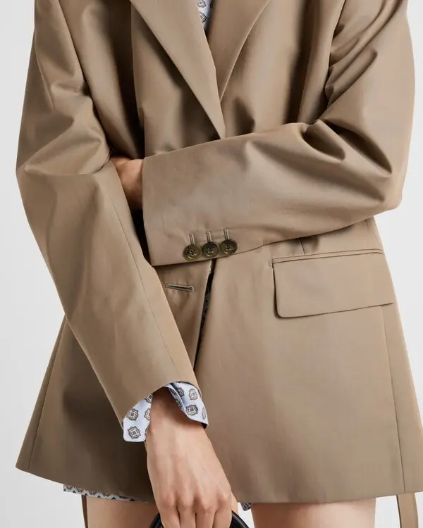 Prada Single-breasted Twill Jacket With Leather Belt