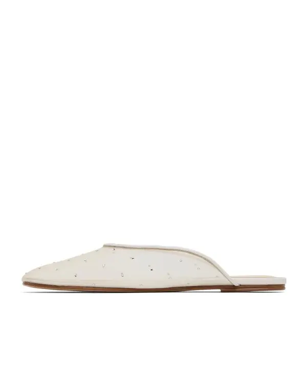 Magda Butrym Mesh Crystal Embellished Flat Mules - Cream