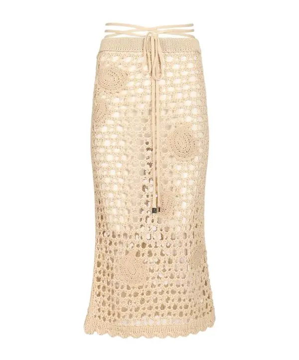 Attico Il Primo Bagno Crochet Beach Skirt - Nude