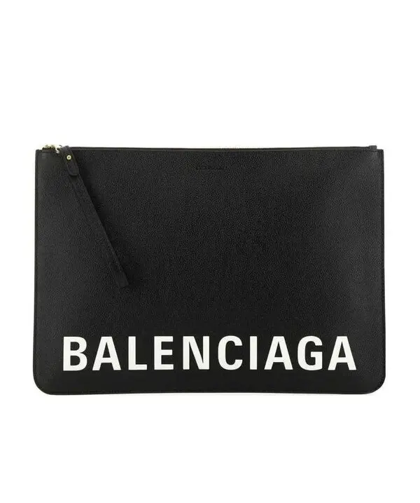 Balenciaga Logo Clutch Bag - Black/white