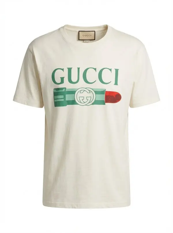 Gucci Lipstick Print Cotton T-shirt - Off White