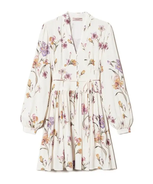 TWINSET Floral Print V-neck Mini Dress - Multi-color