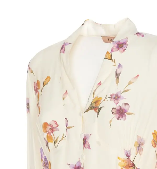 TWINSET Floral Print V-neck Mini Dress