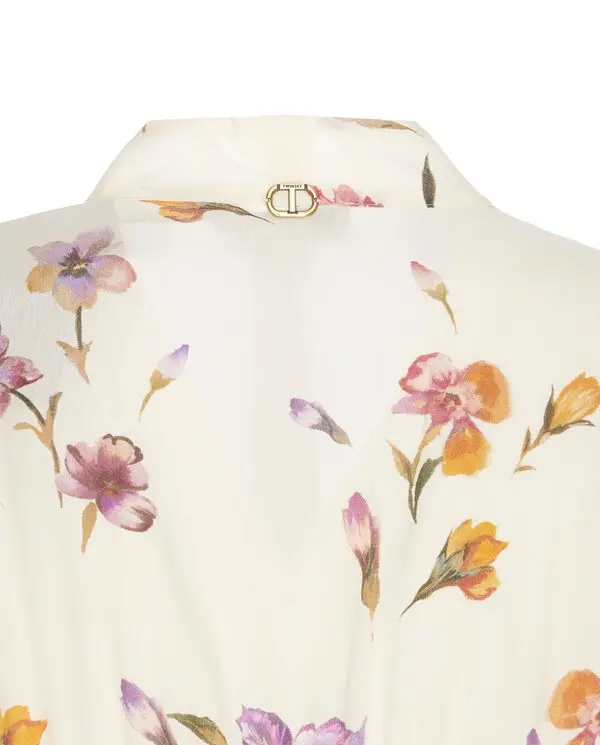 TWINSET Floral Print V-neck Mini Dress