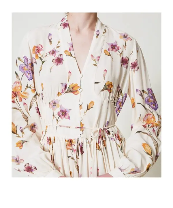 TWINSET Floral Print V-neck Mini Dress