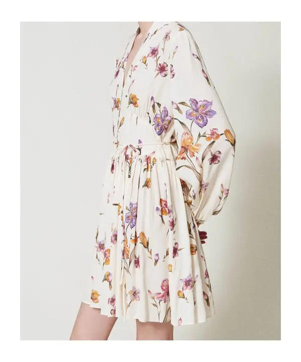 TWINSET Floral Print V-neck Mini Dress