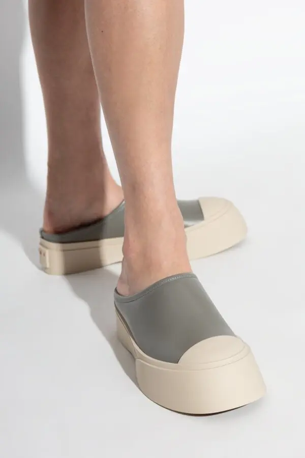 Marni Pablo Round-toe Slip-on Sabots - Grey