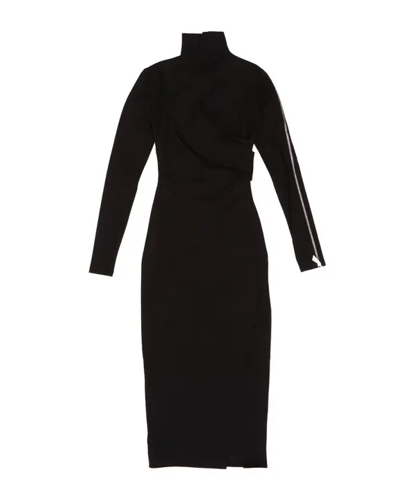 Attico High Neck Zip Detailed Midi Dress