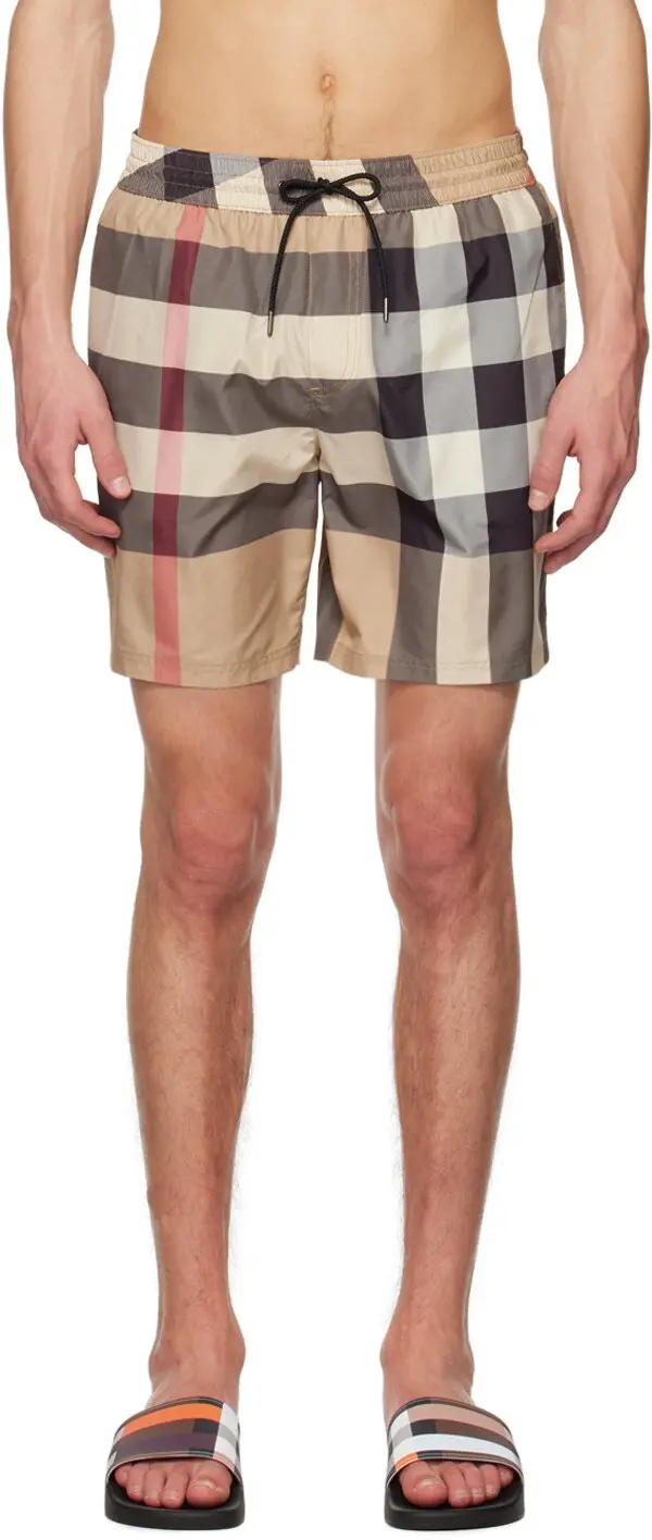 Burberry Checked Drawcord Swim Shorts - Multicolor