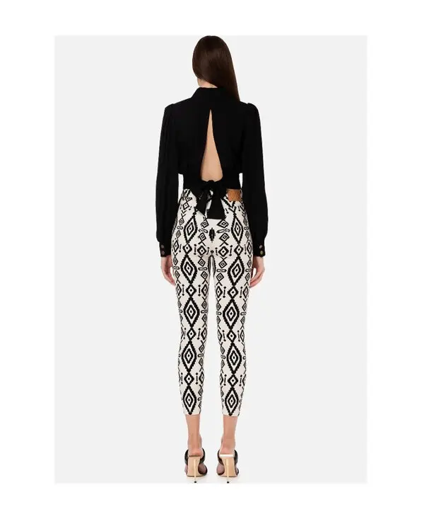 Elisabetta Franchi Puff-sleeved Cropped Blouse