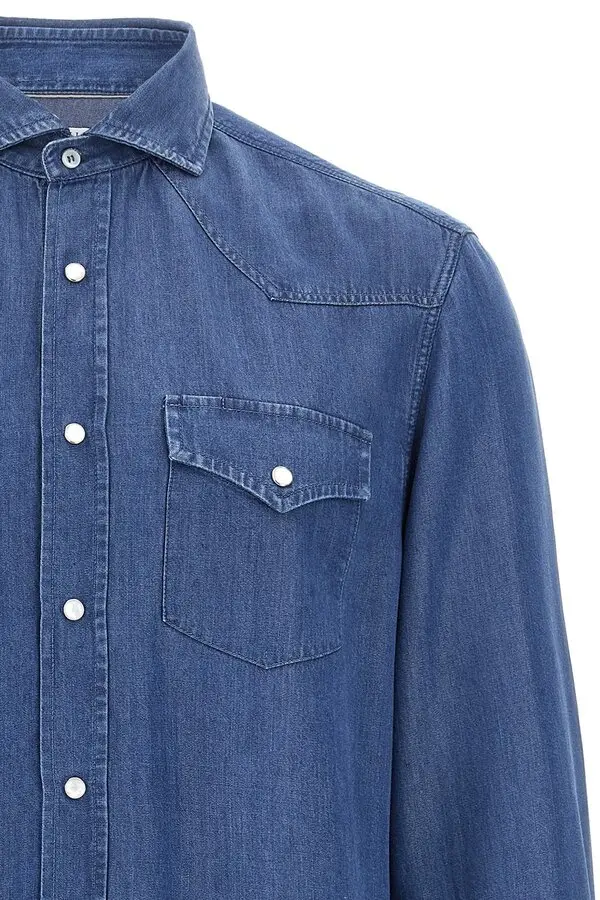 Brunello Cucinelli Long Sleeved Denim Shirt