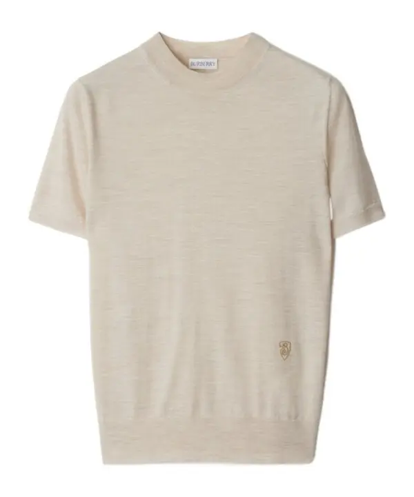 Burberry Logo Embroidered Knitted Top - Nutmeg