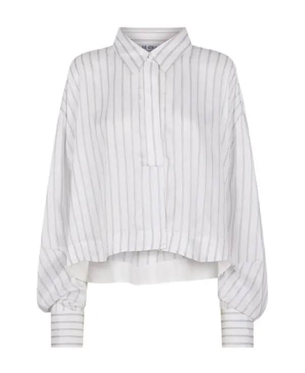 Attico Striped Crop Long Sleeve Shirt - White