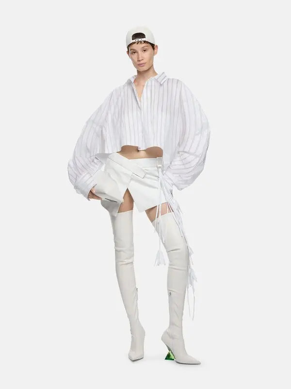 Attico Striped Crop Long Sleeve Shirt