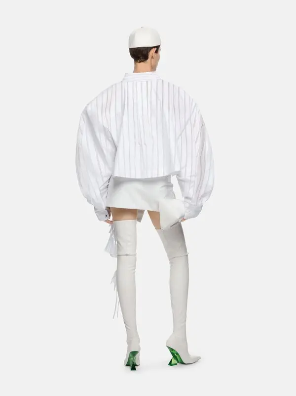 Attico Striped Crop Long Sleeve Shirt