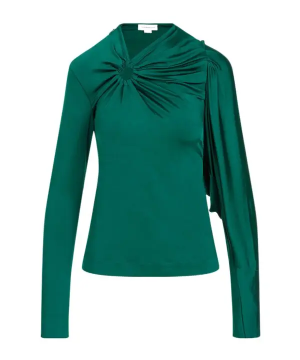 Victoria Beckham Long-sleeved Top With Plated Neckline And Cut-out Detail