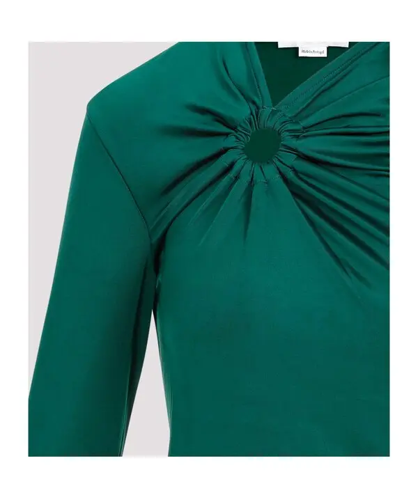 Victoria Beckham Long-sleeved Top With Plated Neckline And Cut-out Detail