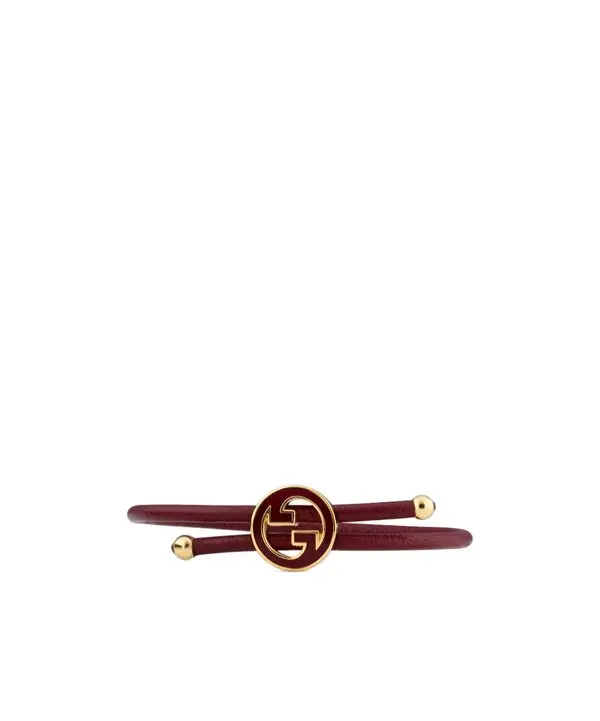 Gucci Enamel Round Interlocking G Bracelet - Red