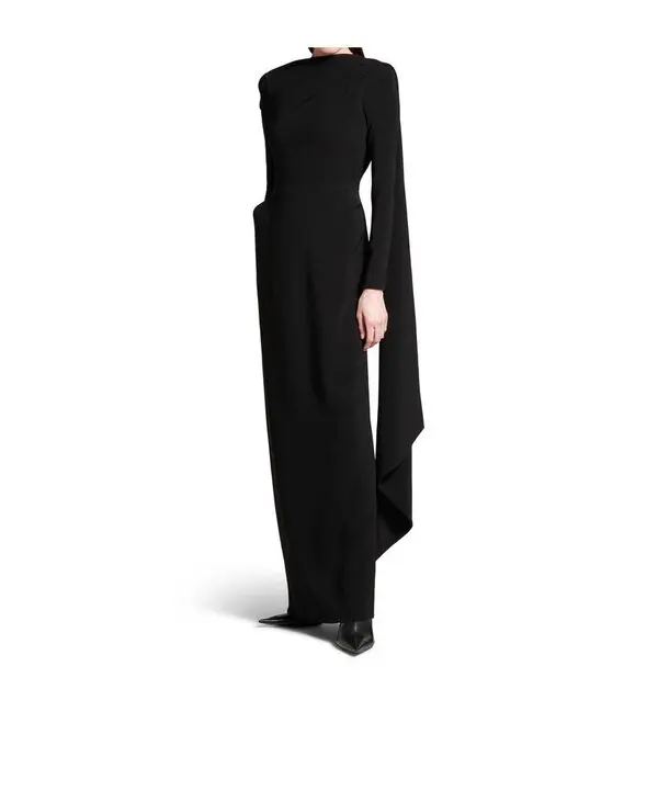 Balenciaga Long Sleeve Gown With Open Back And Draping
