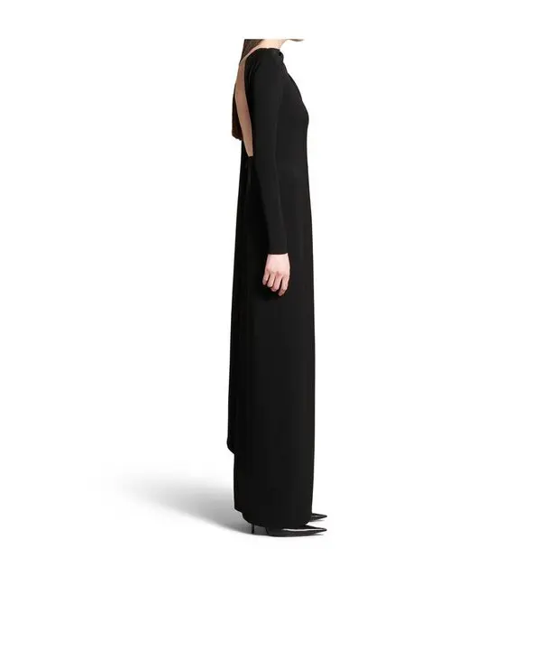Balenciaga Long Sleeve Gown With Open Back And Draping
