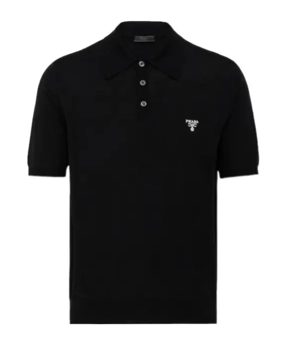 Prada Logo Detailed Short-sleeved Polo Shirt - Black