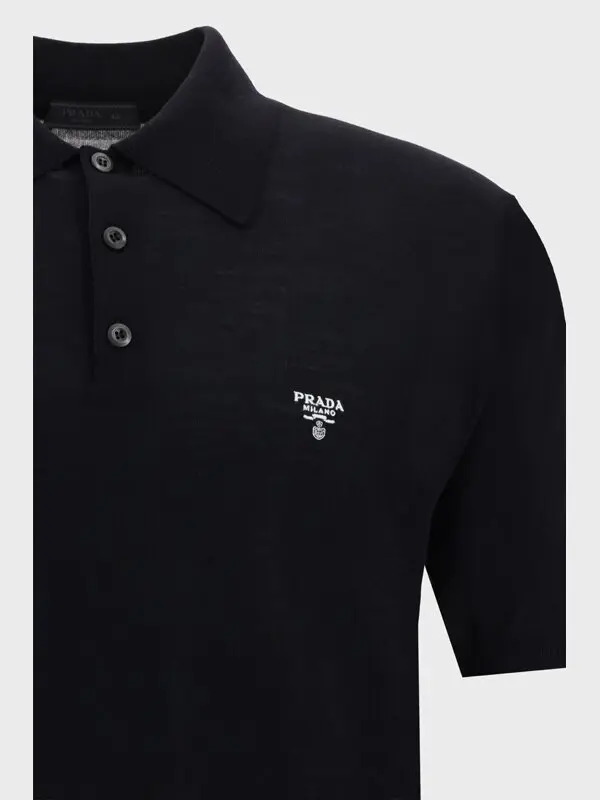 Prada Logo Detailed Short-sleeved Polo Shirt - Black