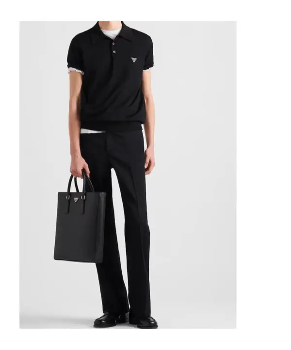Prada Logo Detailed Short-sleeved Polo Shirt - Black