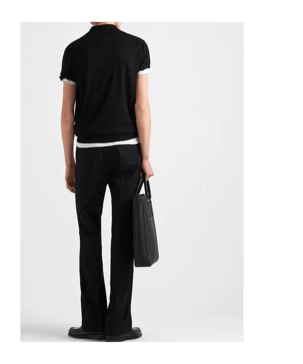 Prada Logo Detailed Short-sleeved Polo Shirt - Black