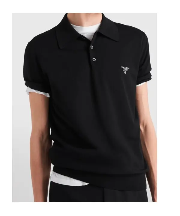 Prada Logo Detailed Short-sleeved Polo Shirt - Black