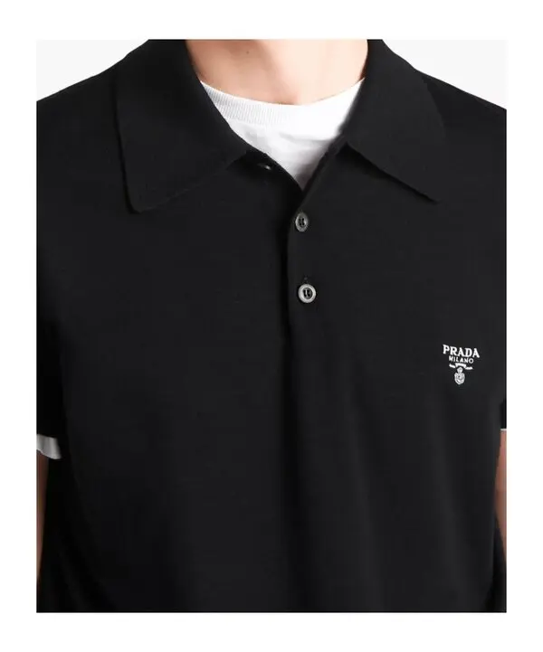 Prada Logo Detailed Short-sleeved Polo Shirt - Black