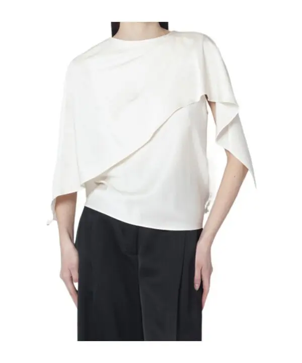 Simkhai Eliora Asymmetrical Draped Blouse - Cream