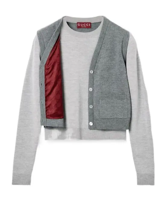 Gucci V-neck Vest Overlay Knit Sweater