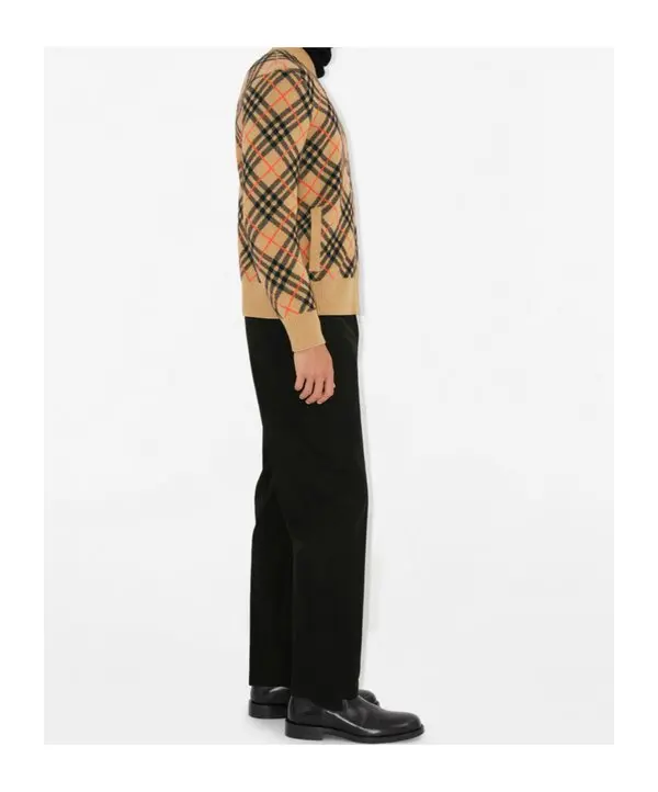 Burberry Checked Knitted Zip-up Cardigan