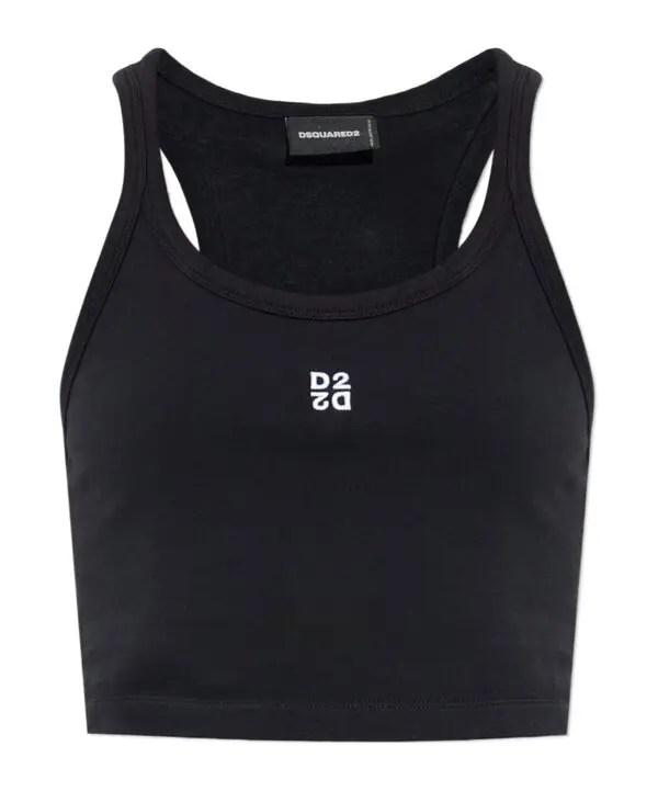 Dsquared2 D2 Logo Embroidered Sleeveless Tank Top - Black