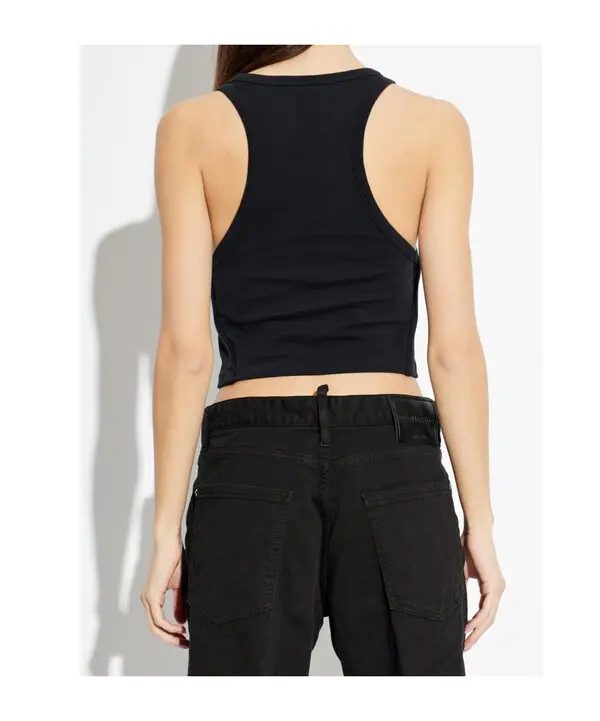 Dsquared2 D2 Logo Embroidered Sleeveless Tank Top - Black