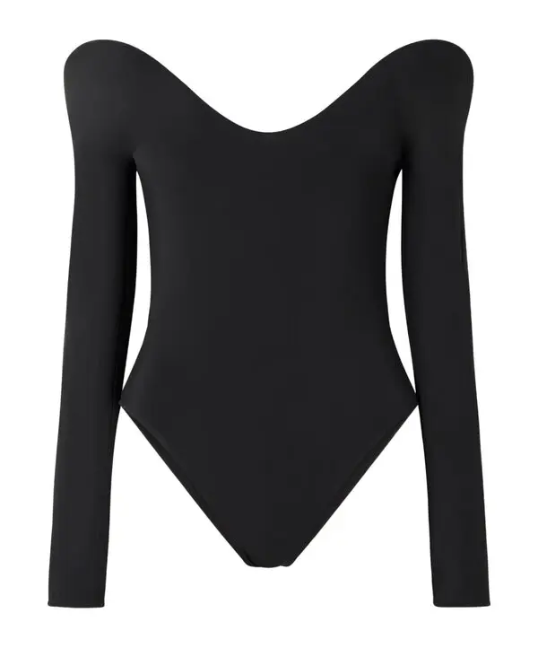 Alaïa Curved Neckline Long-sleeved Bodysuit
