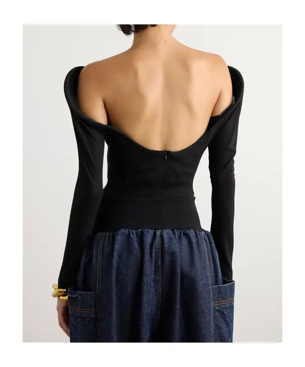 Alaïa Curved Neckline Long-sleeved Bodysuit