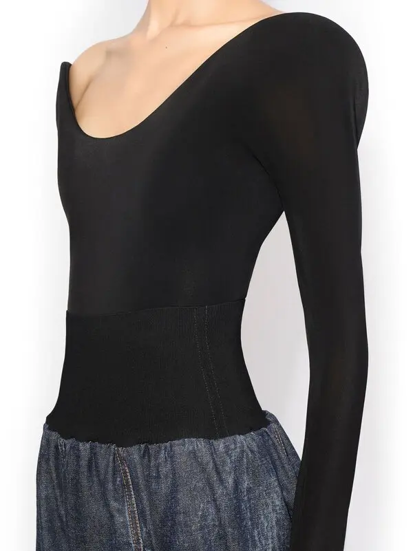 Alaïa Curved Neckline Long-sleeved Bodysuit