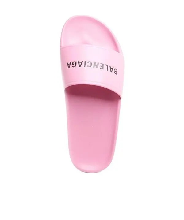 Balenciaga Logo Printed Slip-on Slides - Pink