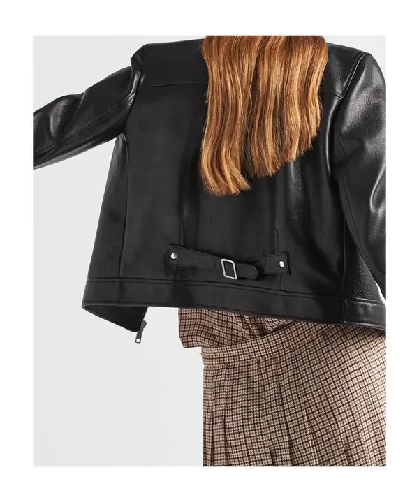 Prada Leather Zip-up Jacket With Logo Detail